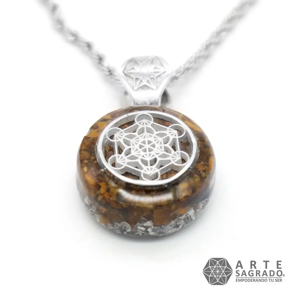 Collar Micro Orgón Cubo de Metatrón en Plata 0.925 con Ojo de Tigre ⋆ ...