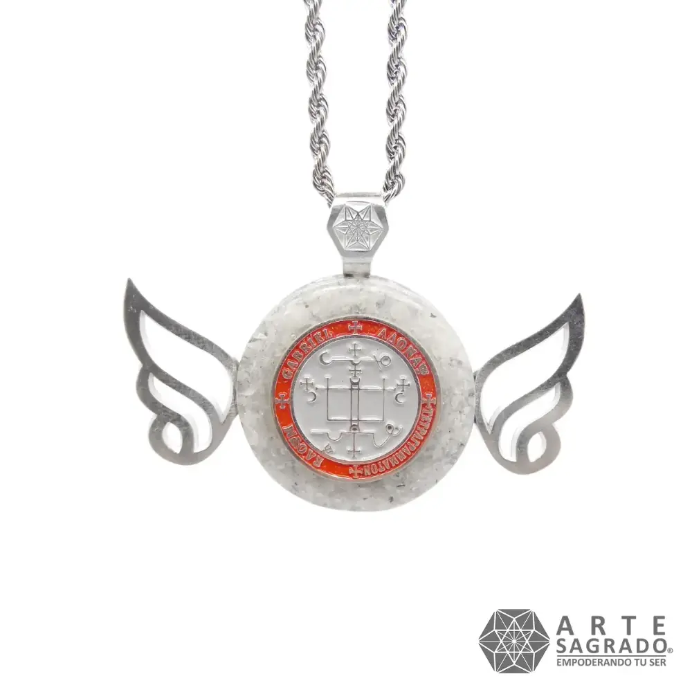 Collar Mini Orgón Arcángel Gabriel en Plata 0.925 con Piedra Luna ⋆ ...