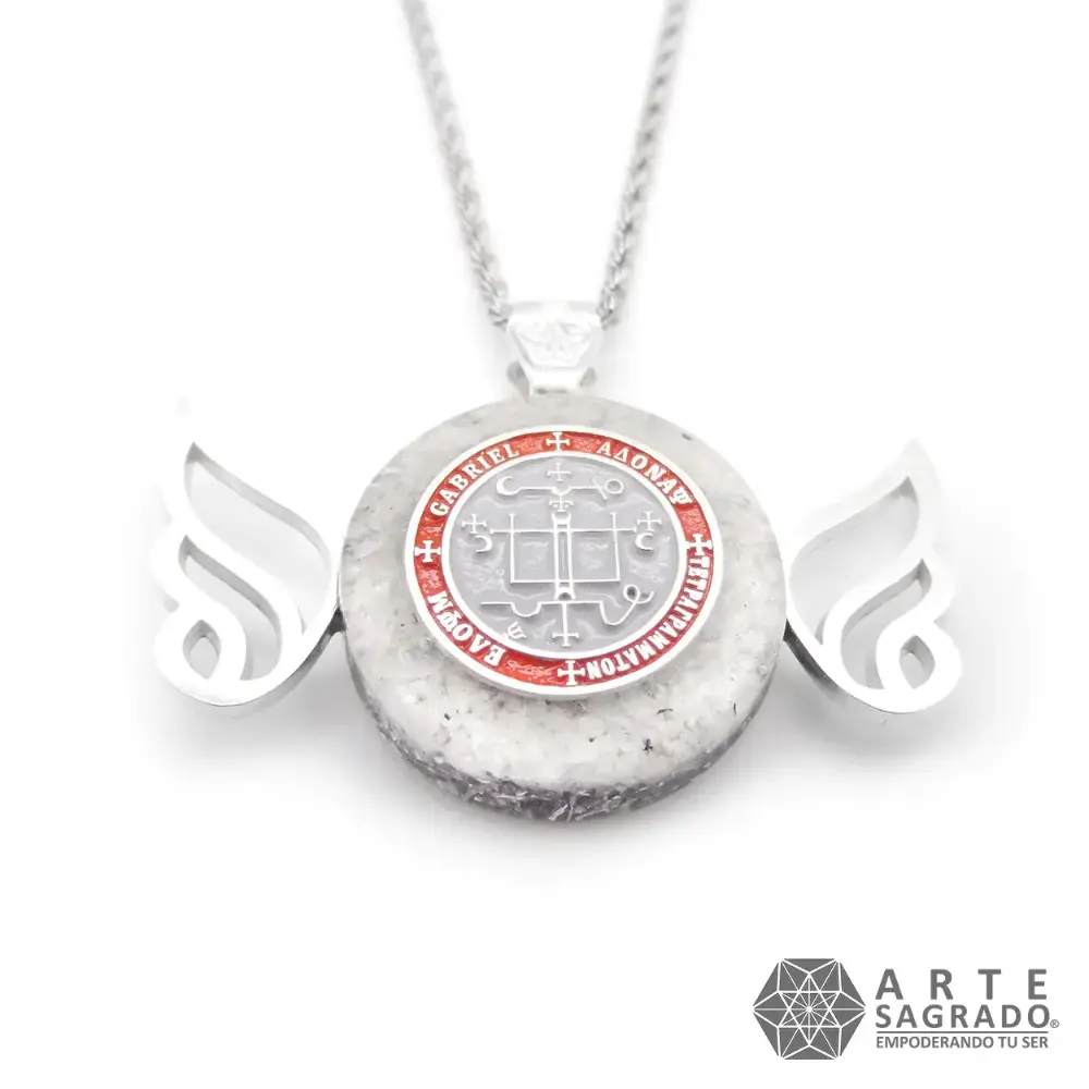 Collar Mini Orgón Arcángel Gabriel en Plata 0.925 con Piedra Luna ⋆ ...