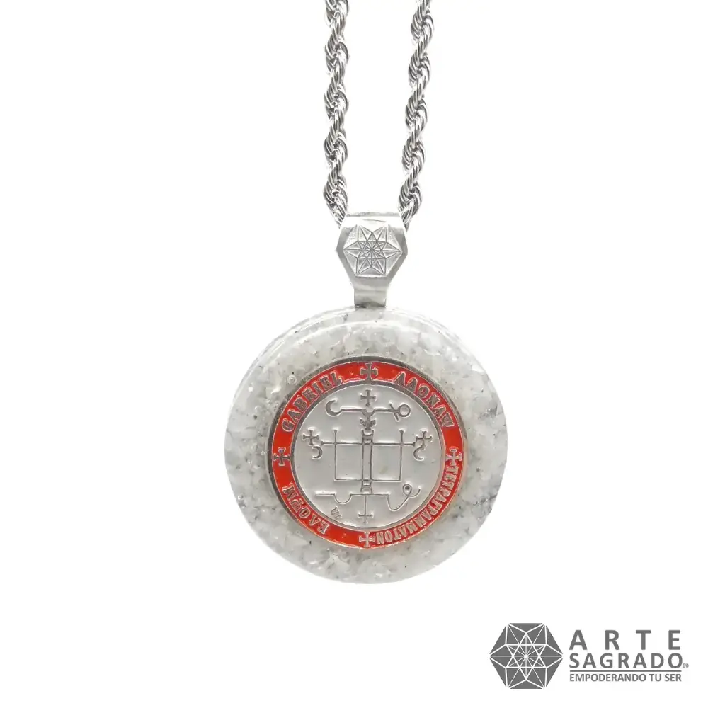 Collar Mini Orgón Arcángel Gabriel en Plata 0.925 con Piedra Luna ⋆ ...